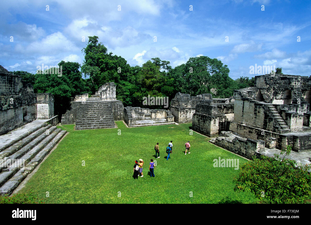 Exploring the Central Acropolis at Tikal National Park, Guatemala Stock ...