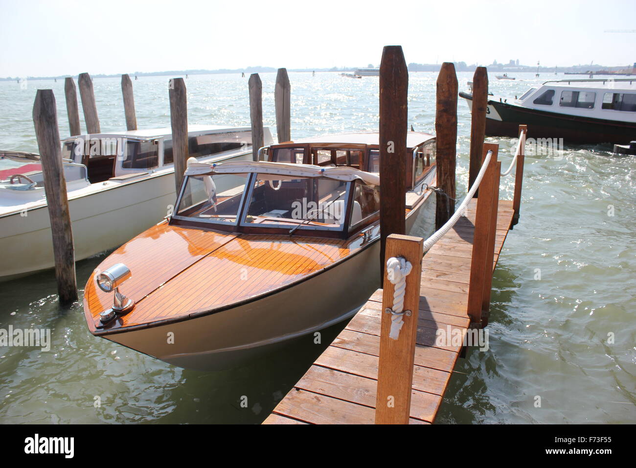 Speed boat moored in Venice, Italy Stock Photo - Alamy