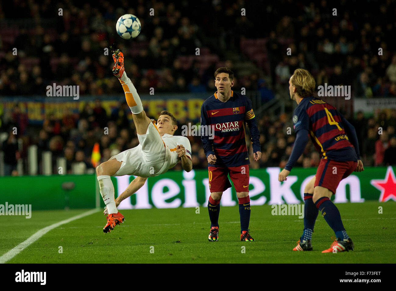 Barcelona, Spain. 24th Nov, 2015. Roma's French defender Lucas Digne ...