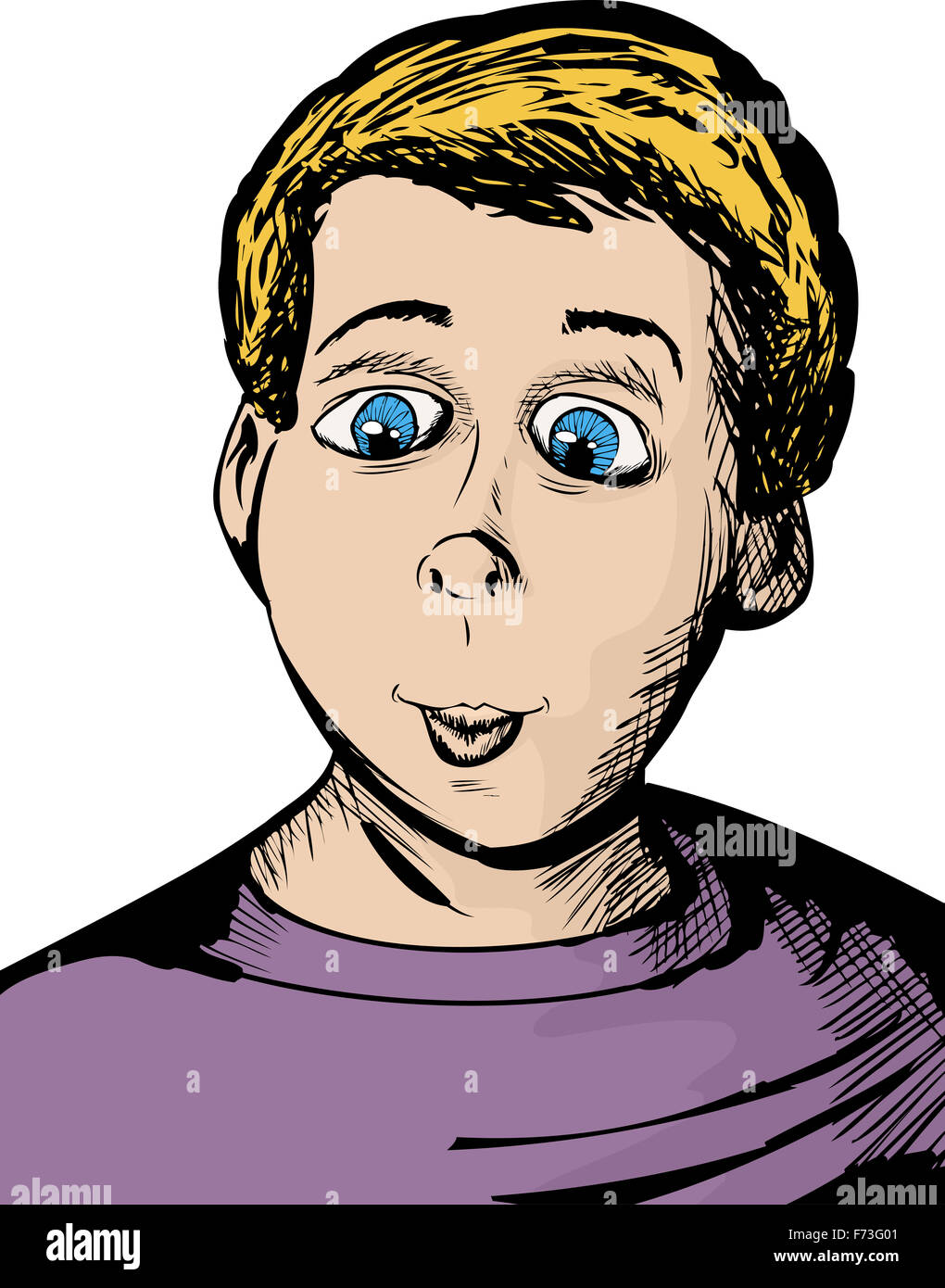 Cartoon of blond giddy male Caucasian child Stock Photo - Alamy