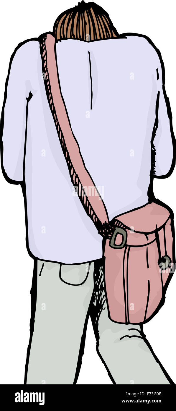 Cartoon of single person walking and hunched over Stock Photo - Alamy