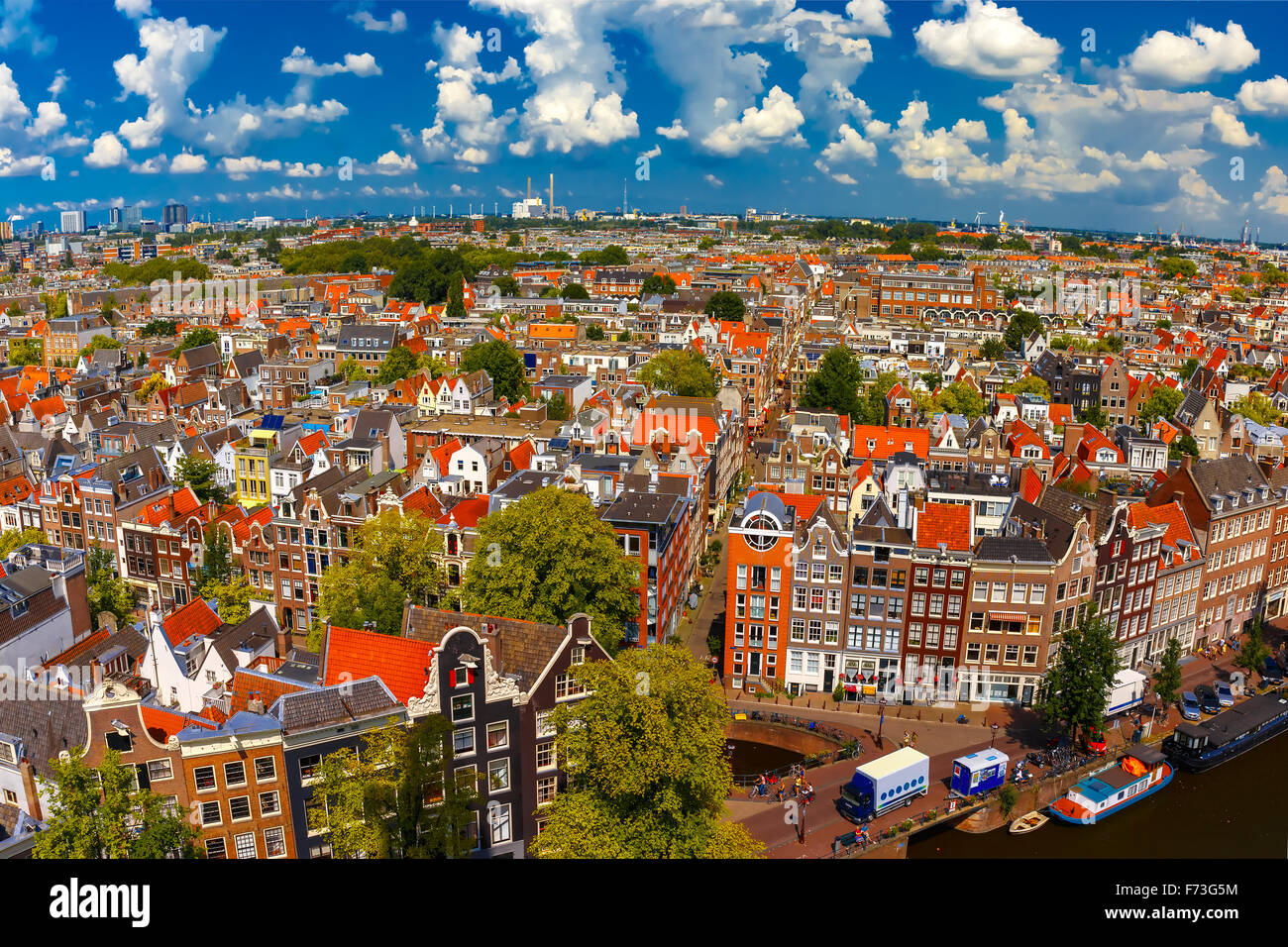 Amsterdam city view from Westerkerk, Holland, Netherlands Stock Photo ...