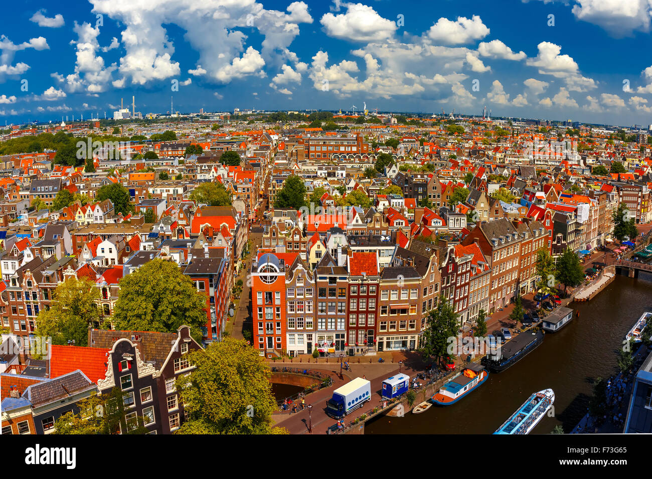 Amsterdam city view from Westerkerk, Holland, Netherlands Stock Photo ...
