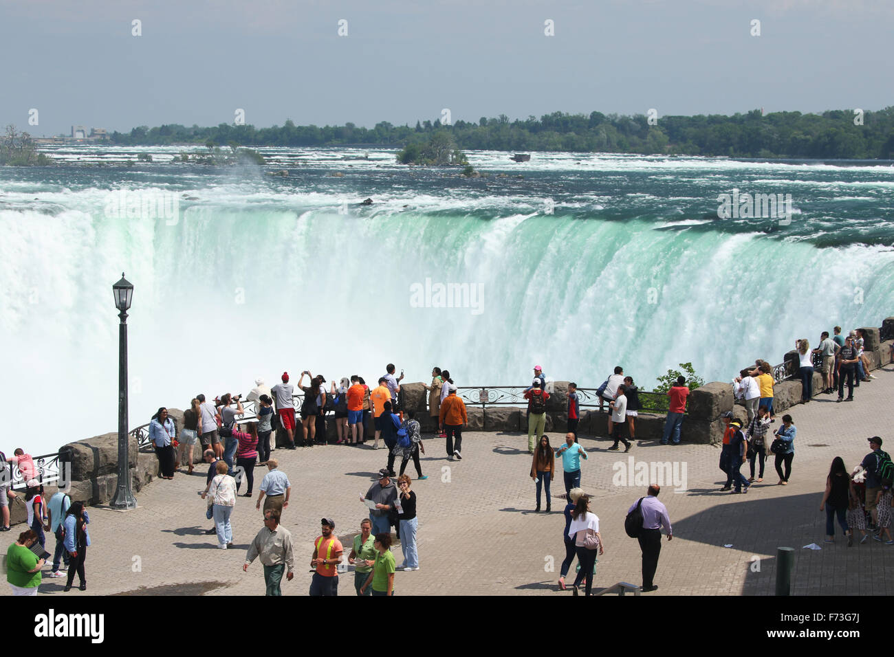 Tourists viewing the Canadian Falls. Horseshoe Falls. View from Niagara ...