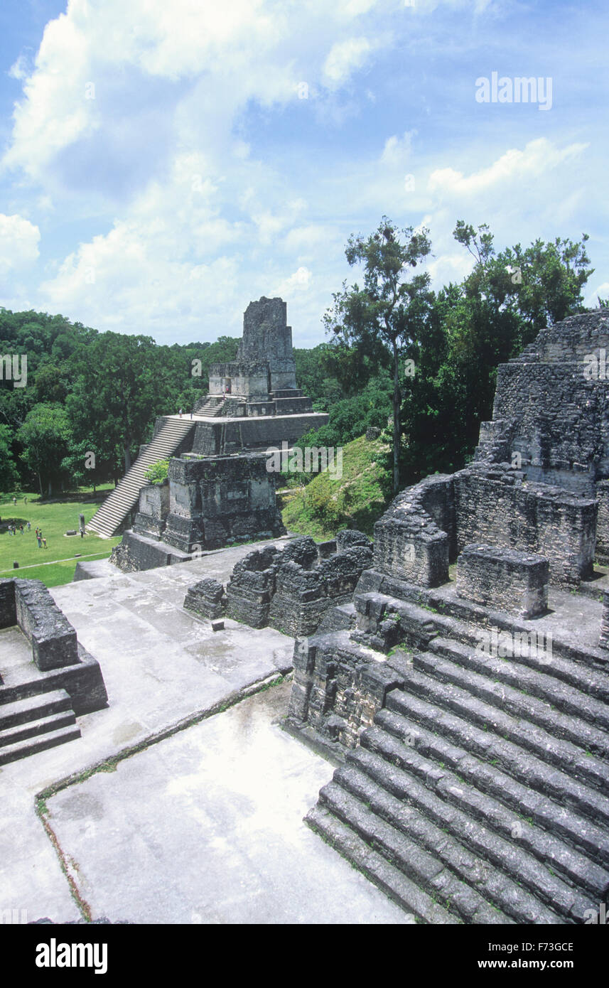 View from atop the North Acropolis of Temple II & III Tikal, Guatemala ...