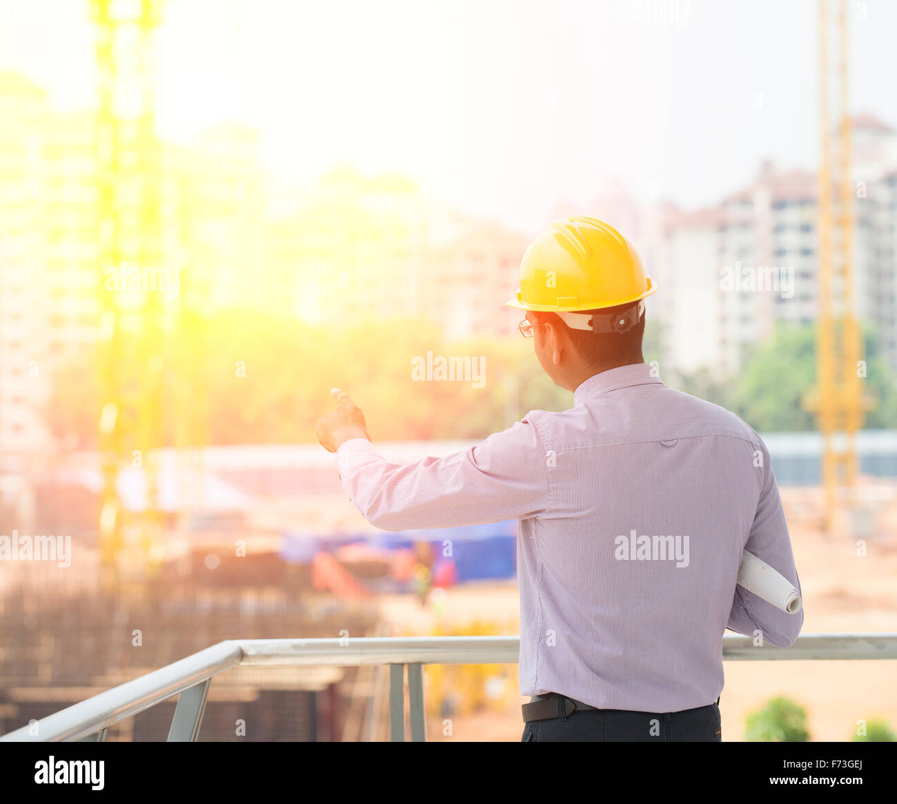 indian engineer on construction background Stock Photo - Alamy
