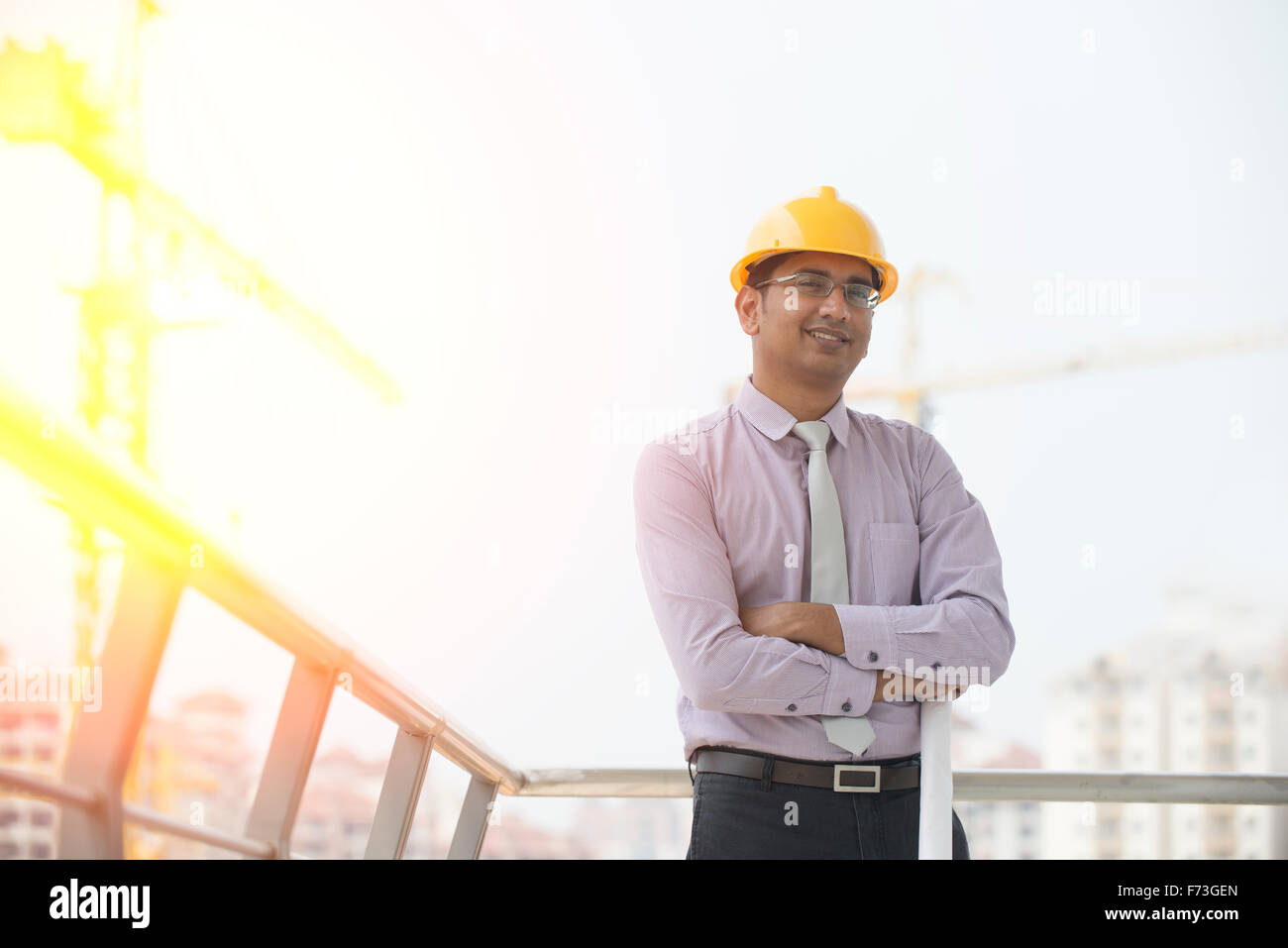 indian engineer on construction background Stock Photo - Alamy