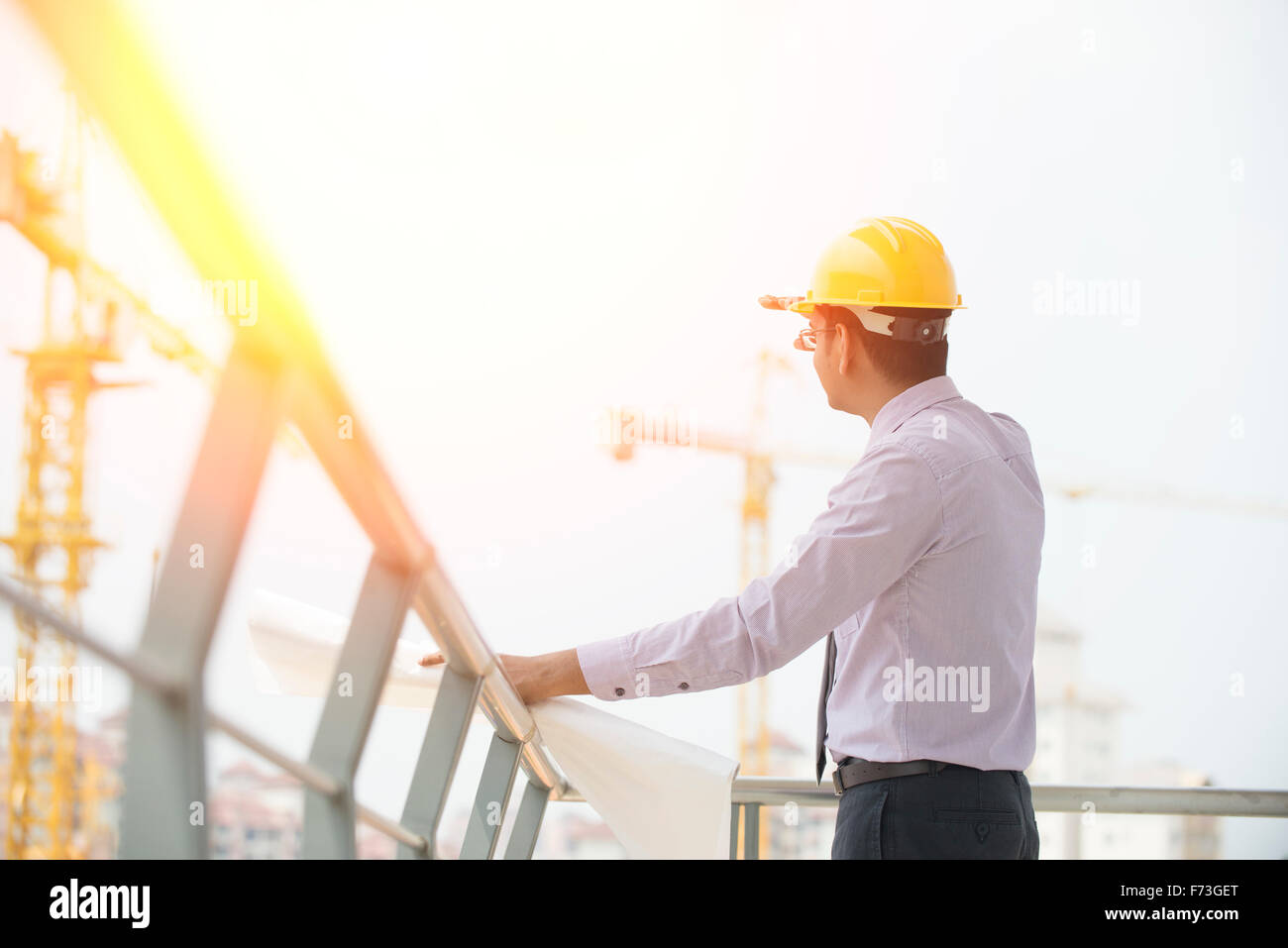 indian engineer on construction background Stock Photo - Alamy