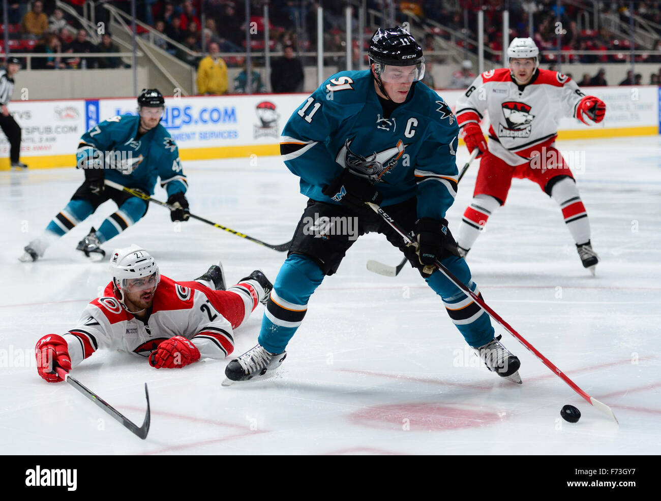 Barracuda LW Bryan Lerg (11) during the AHL game between the San Jose ...