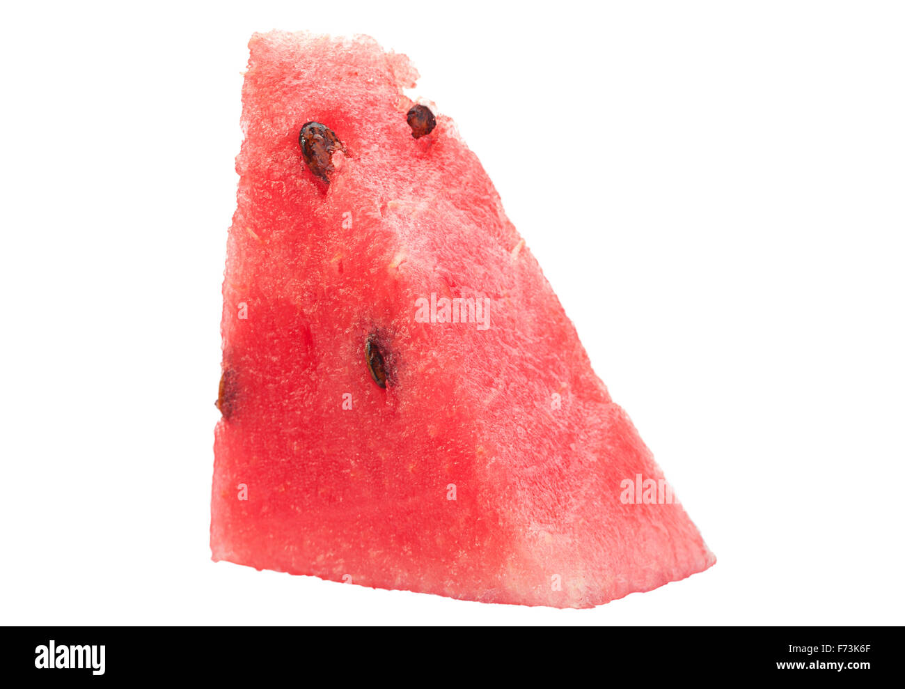 Watermelon fruit triangle slice closeup isolated on white background ...