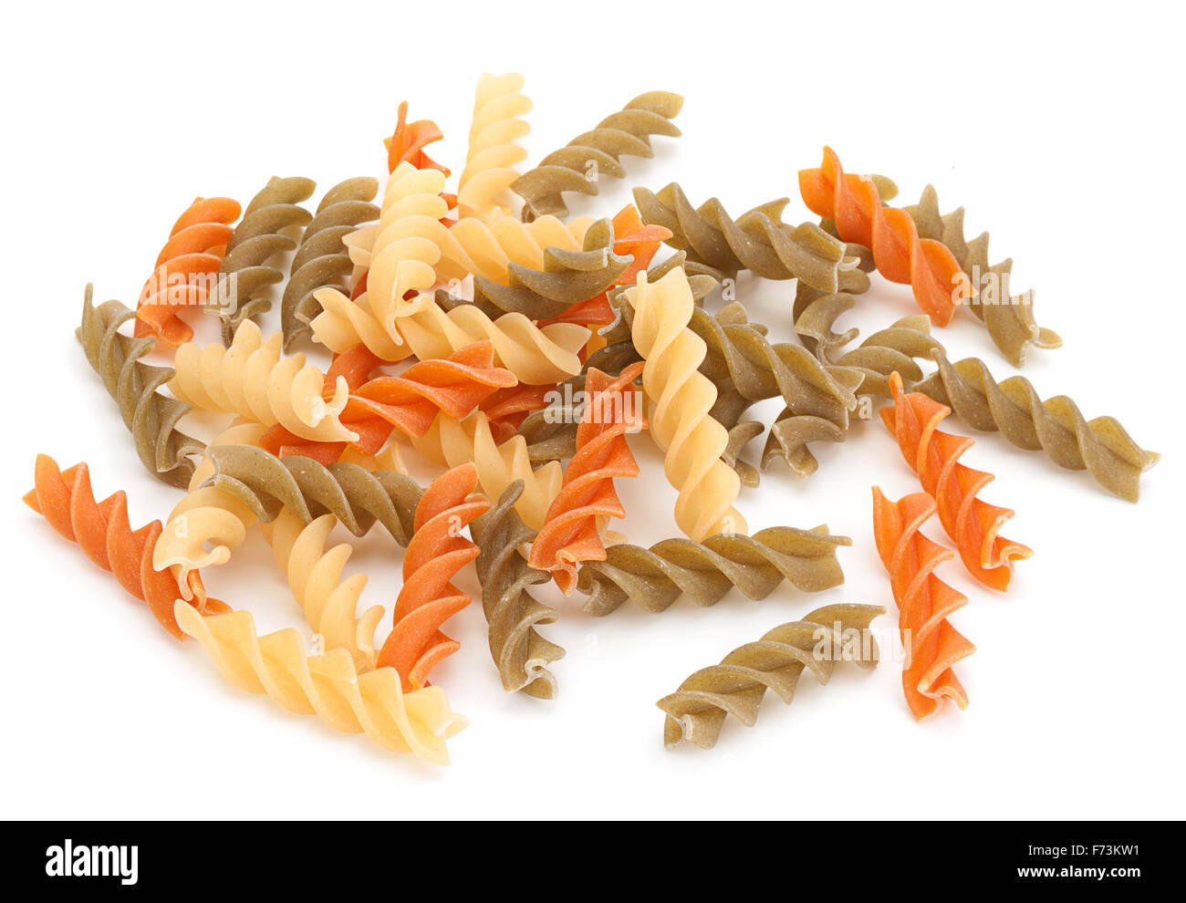 Color swirl dry pasta closeup isolated on white background Stock Photo ...