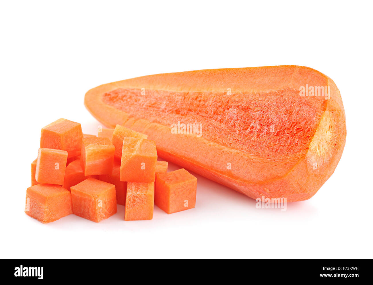 Carrot vegetable cube isolated on white background Stock Photo - Alamy