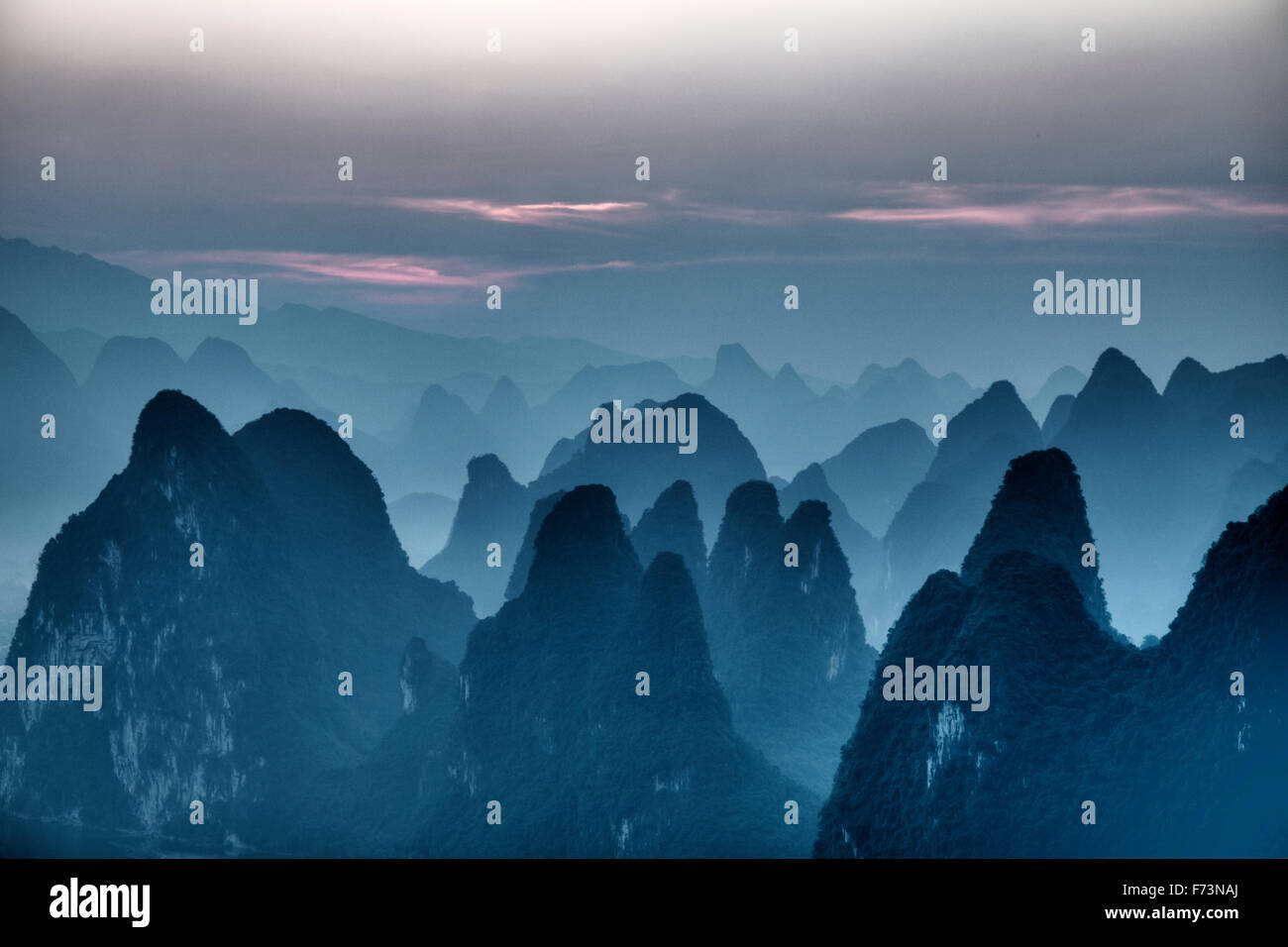 Limestone Karst Formations at dawn Guilin Region Guangxi, China ...