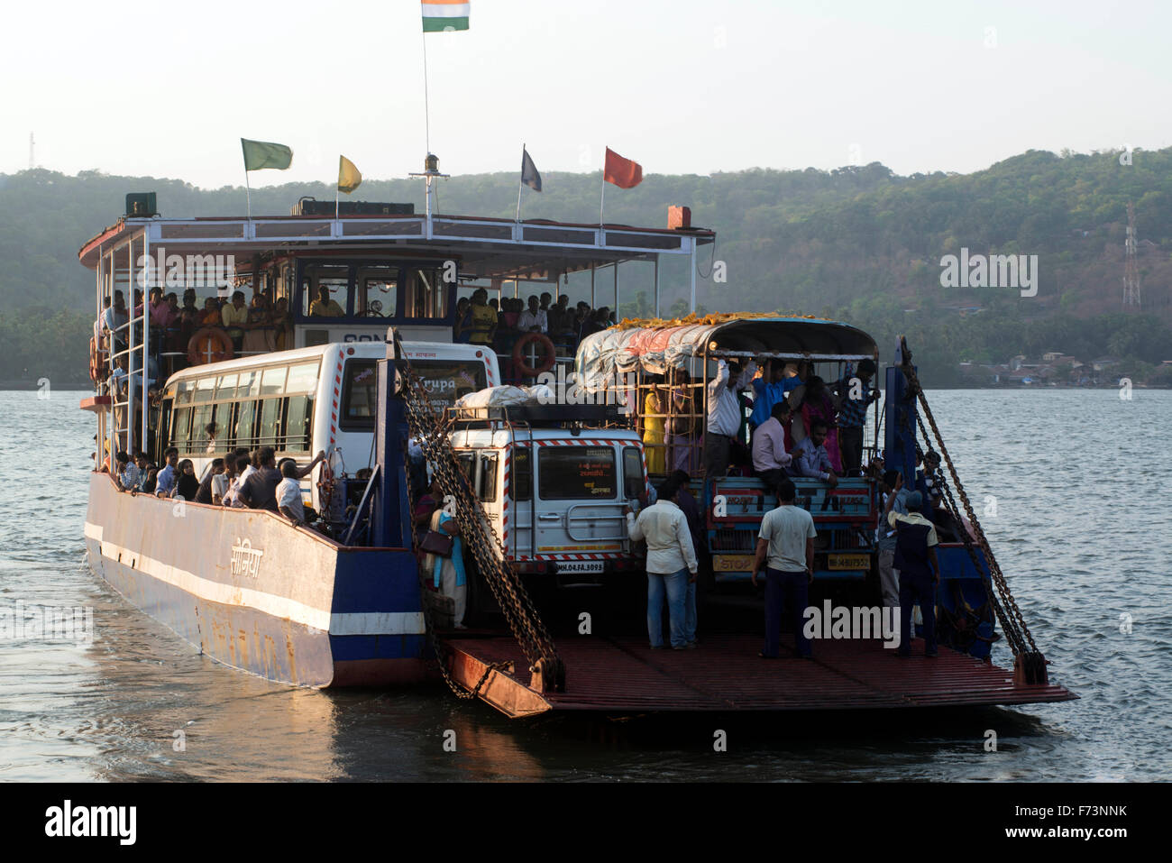 Ferry boat vashishti river, maharashtra, india, asia Stock Photo - Alamy