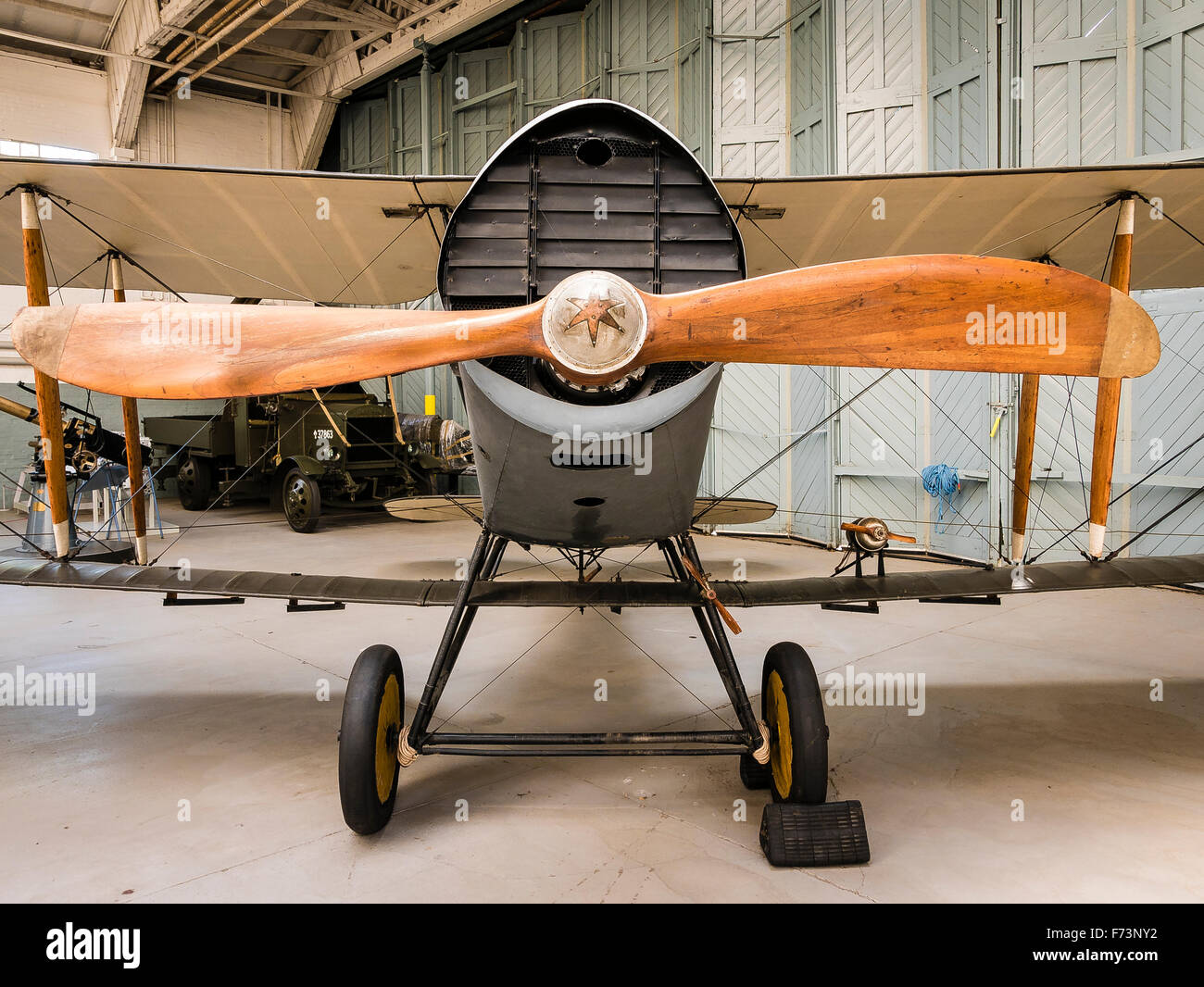Front of old Bristol F2b WWI fighter aircraft in Duxford museum Stock ...