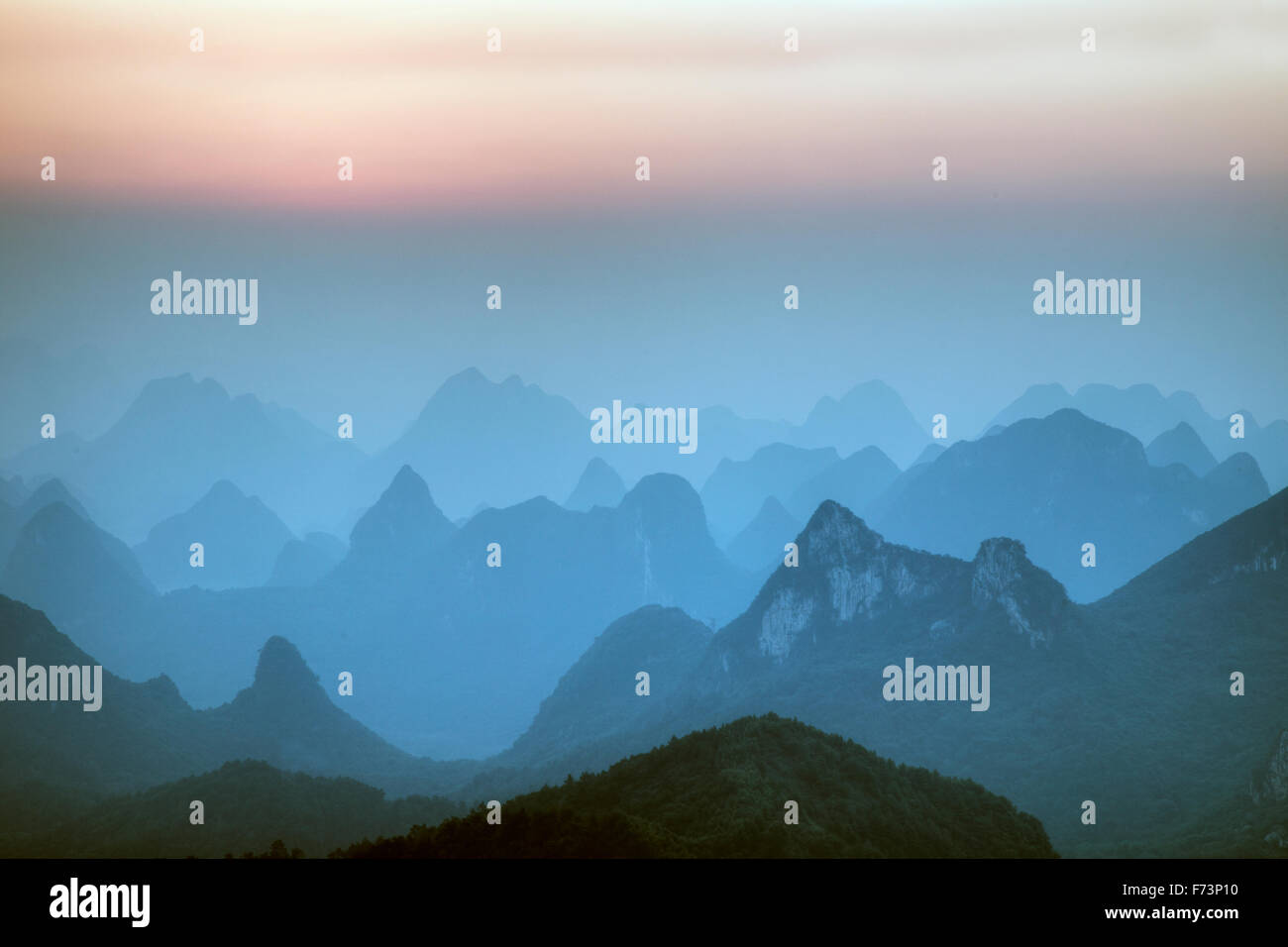 Limestone Karst Formations at Dawn Guilin Region Guangxi, China ...