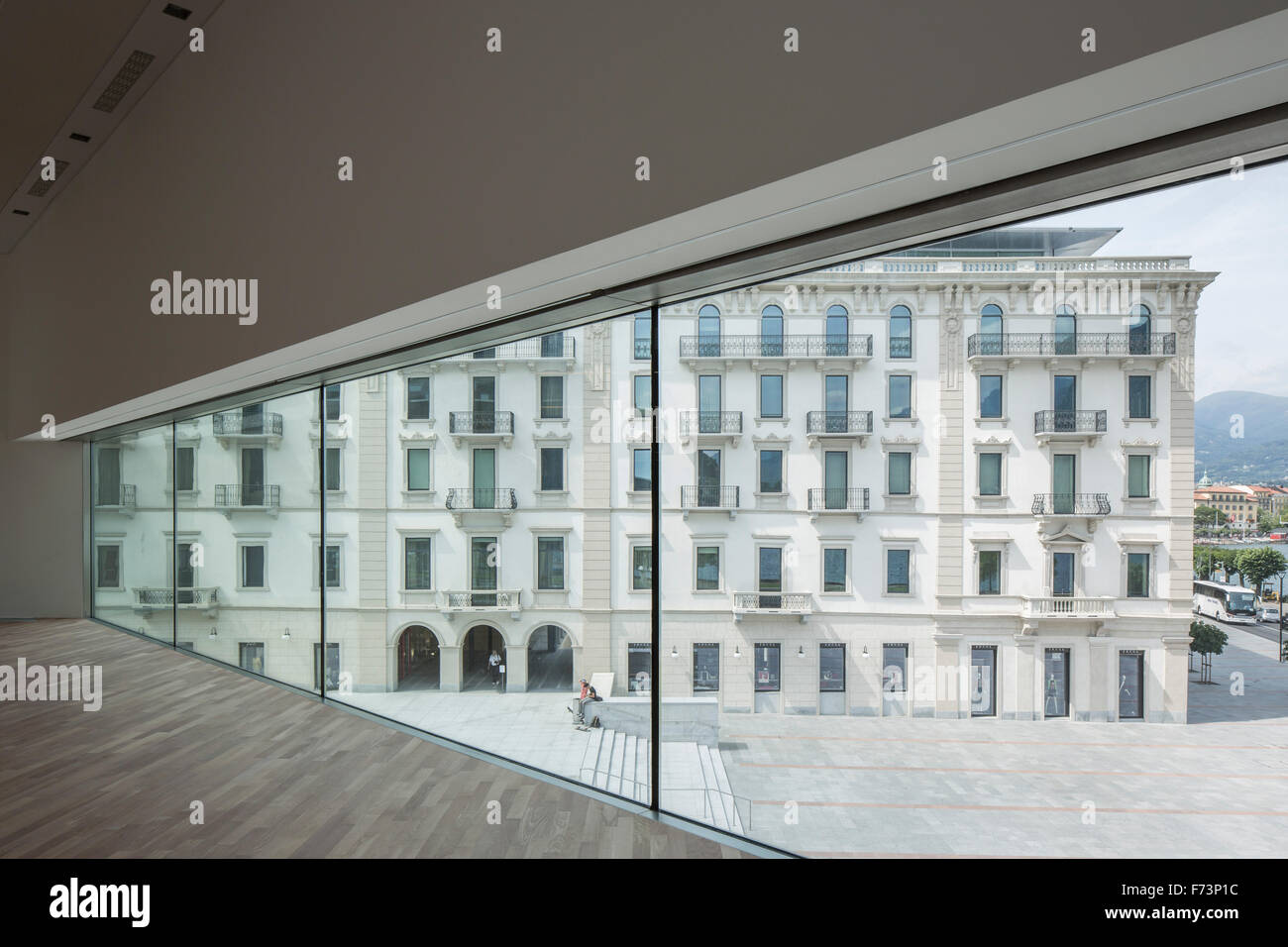 Exhibition space and view of former grand Hotel Palace. LAC Lugano Art ...