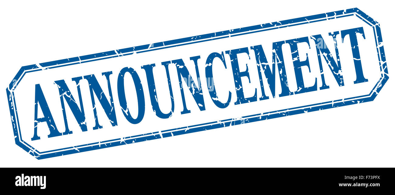 announcement square blue grunge vintage isolated label Stock Photo - Alamy