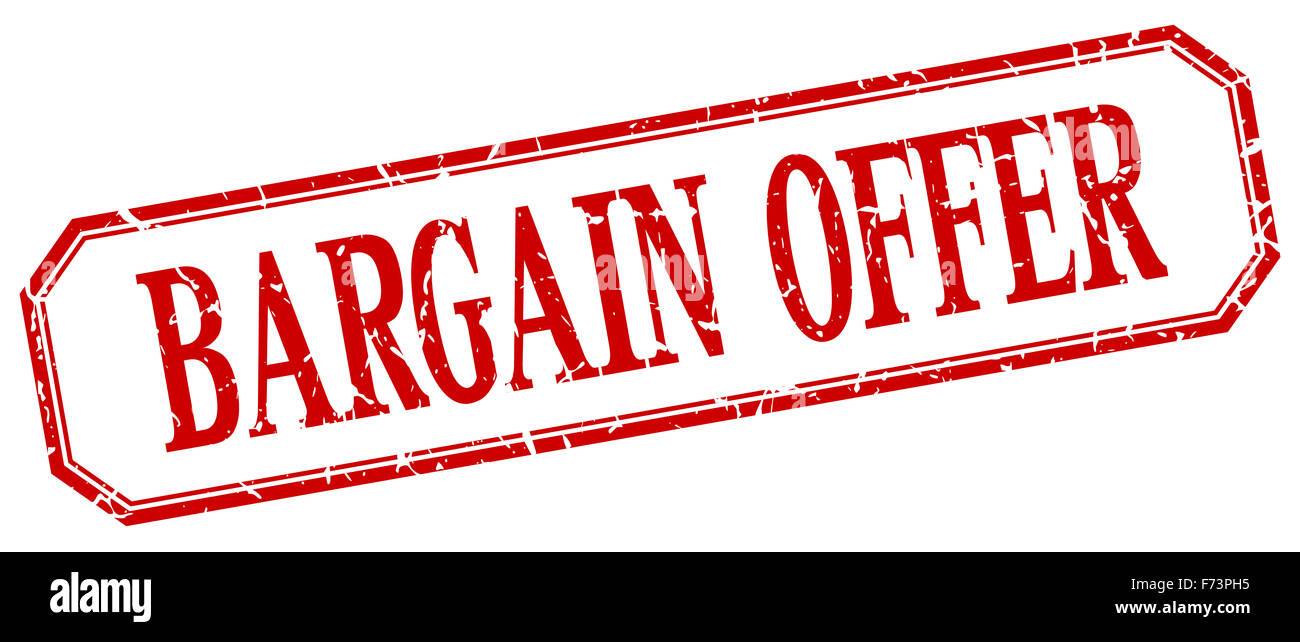 bargain offer square red grunge vintage isolated label Stock Photo - Alamy