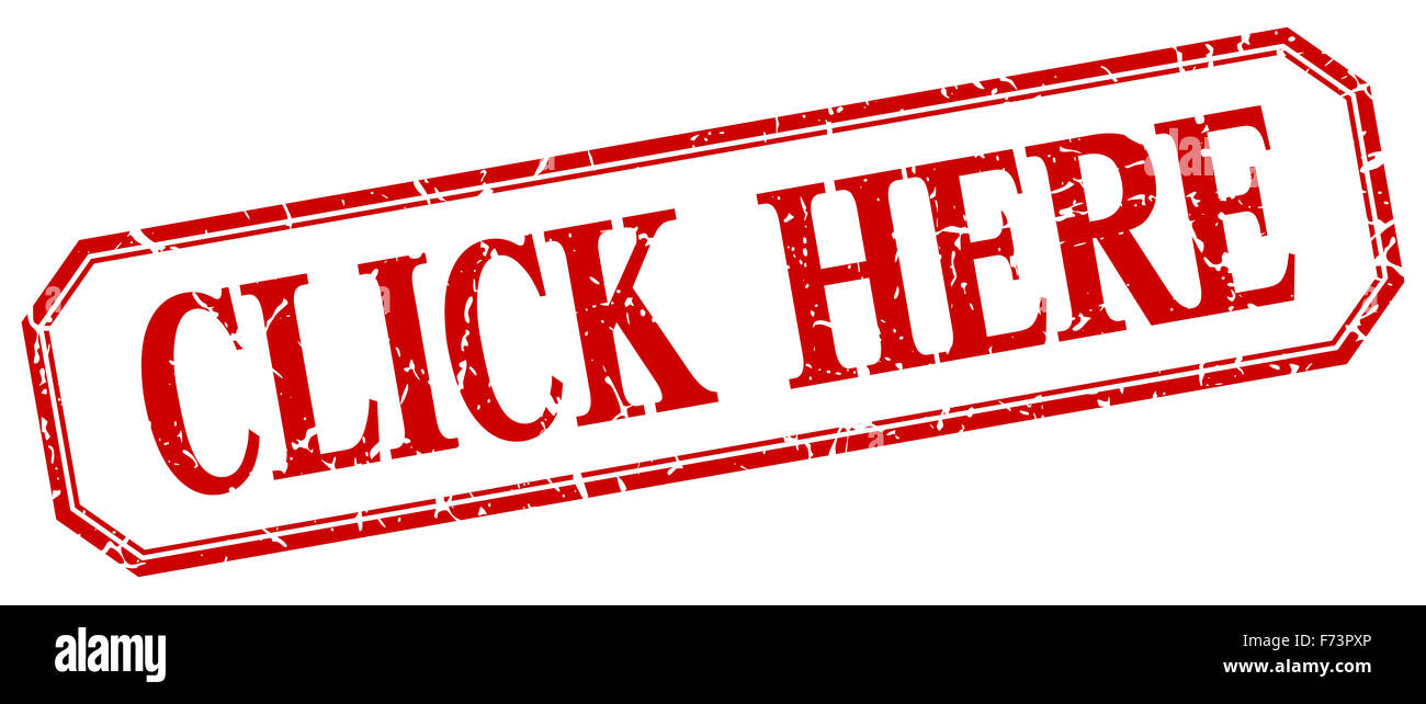 click here square red grunge vintage isolated label Stock Photo - Alamy