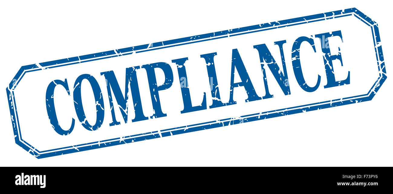 compliance square blue grunge vintage isolated label Stock Photo - Alamy