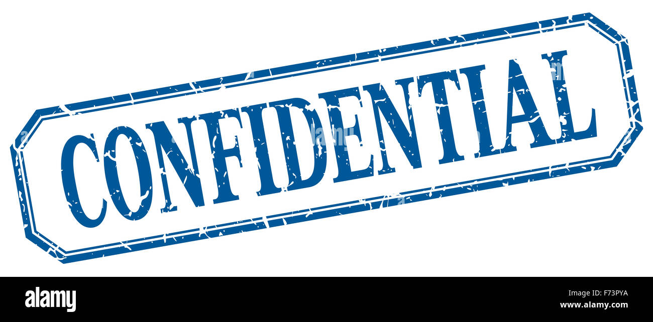 confidential square blue grunge vintage isolated label Stock Photo - Alamy