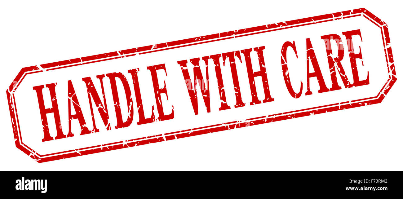 handle with care square red grunge vintage isolated label Stock Photo ...