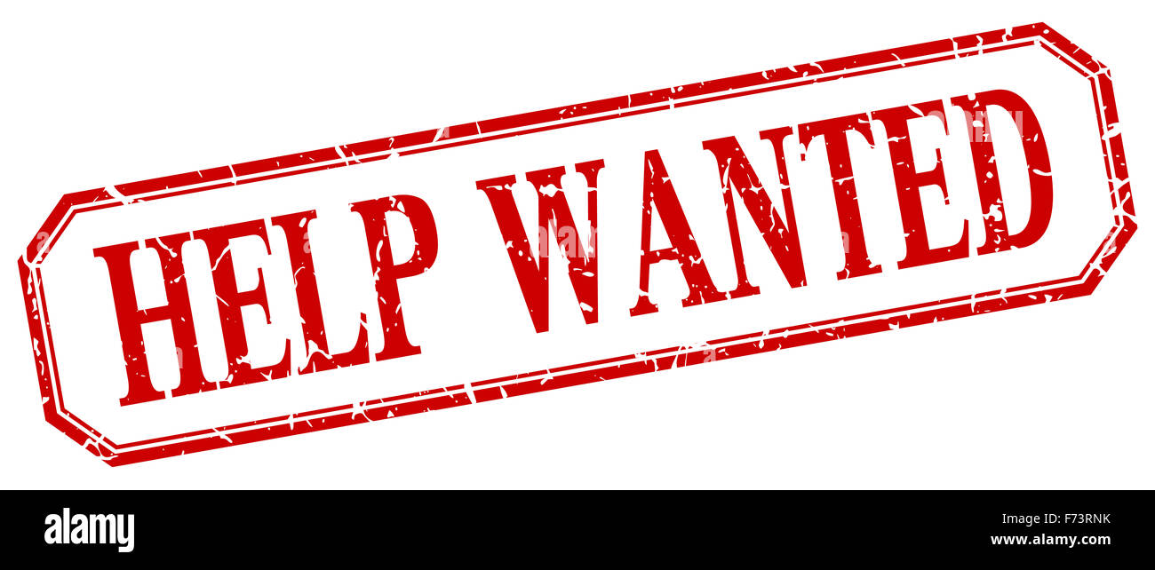 help wanted square red grunge vintage isolated label Stock Photo - Alamy