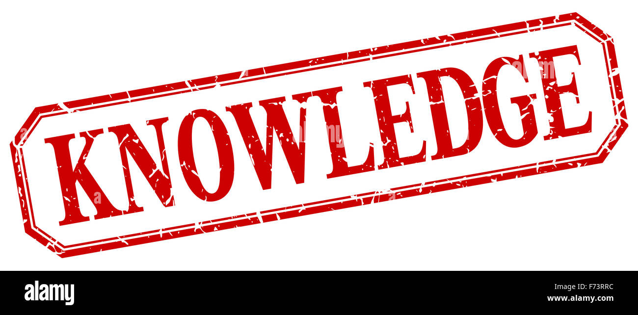 knowledge square red grunge vintage isolated label Stock Photo - Alamy