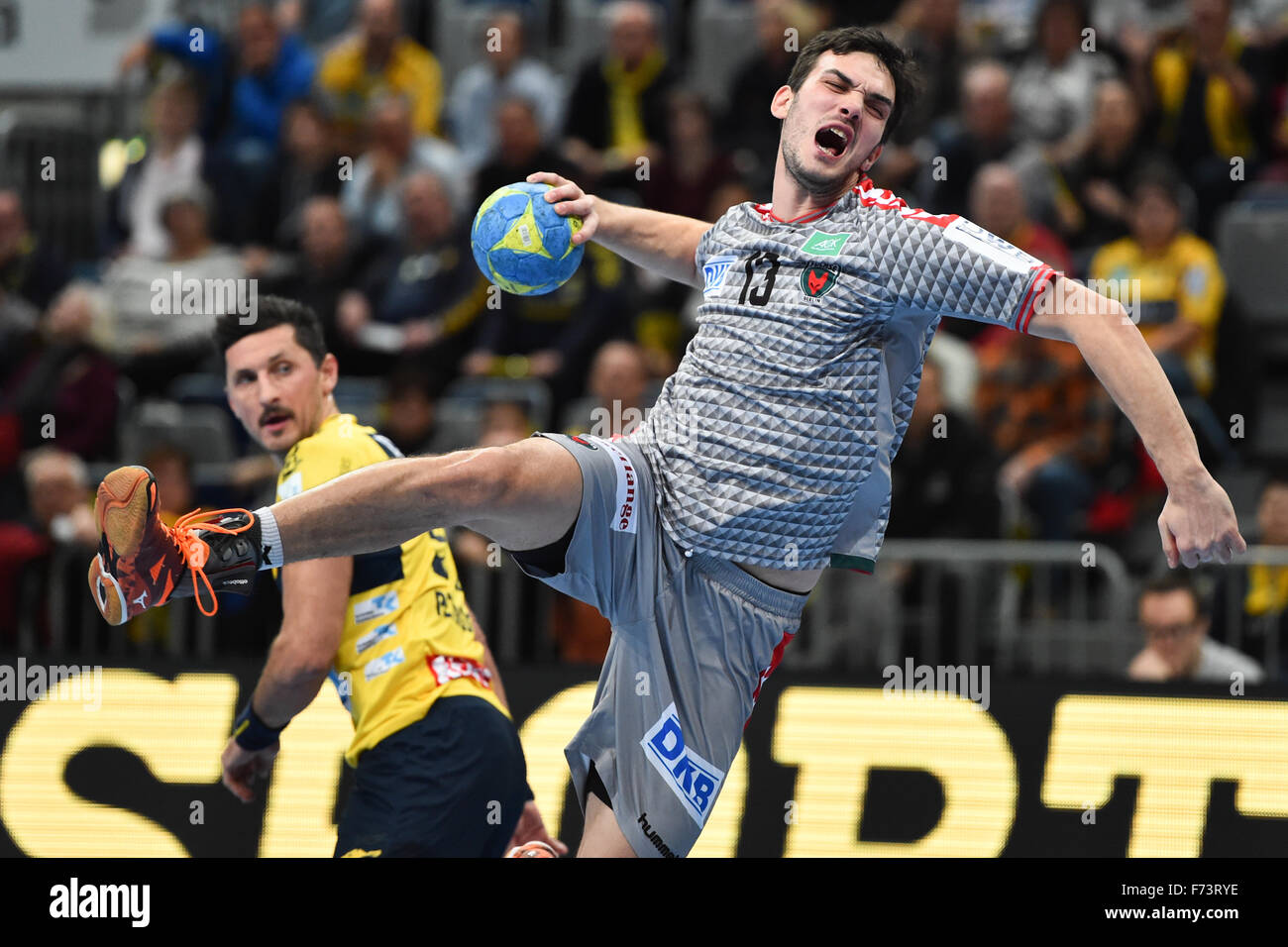 Berlin's Petar Nenadic (R) and Alexander Petersson from the Rhein ...