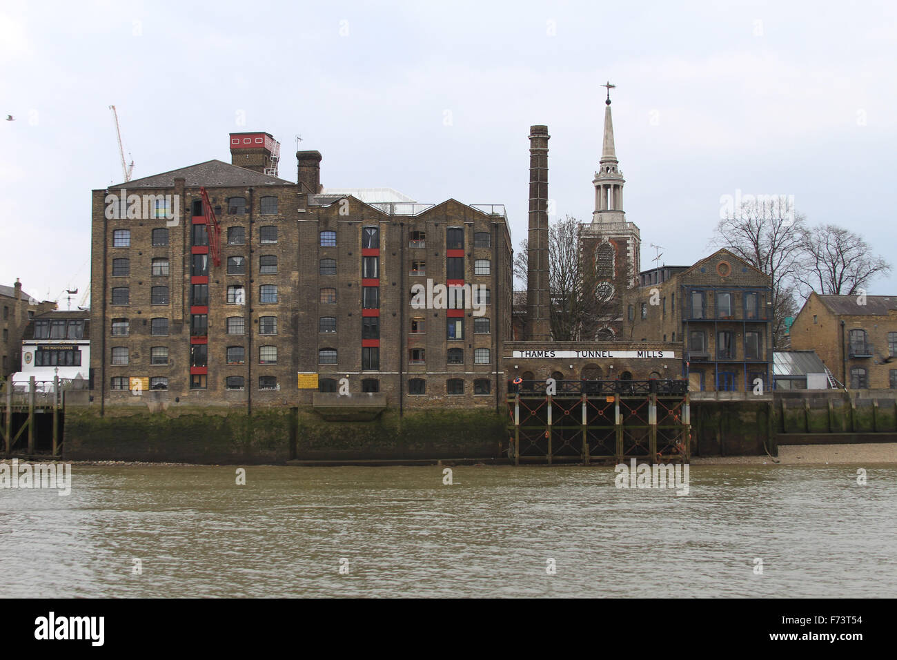 The Mayflower and Thames Tunnel Mills Stock Photo - Alamy