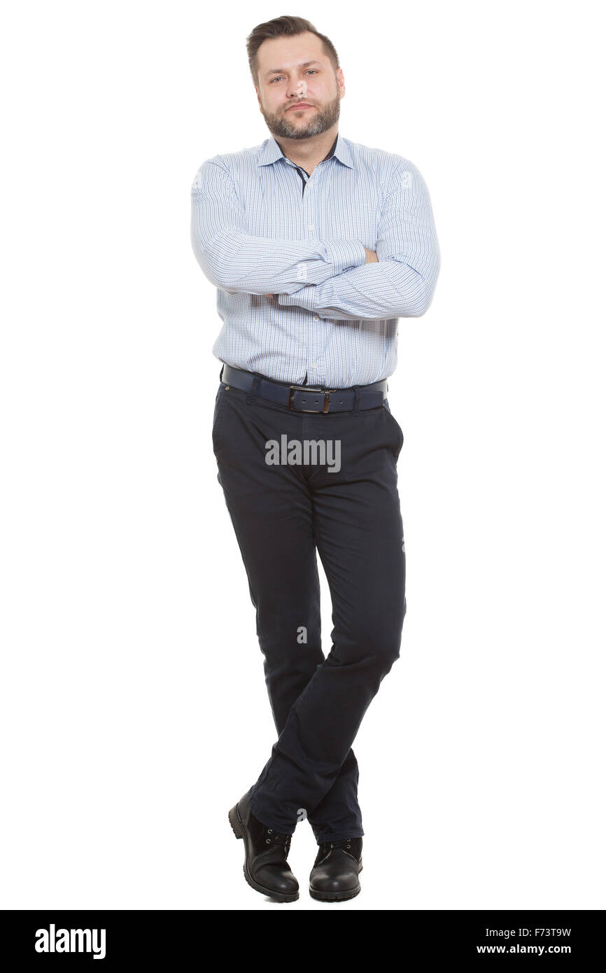 adult male with a beard. isolated on white background. Closed defensive ...