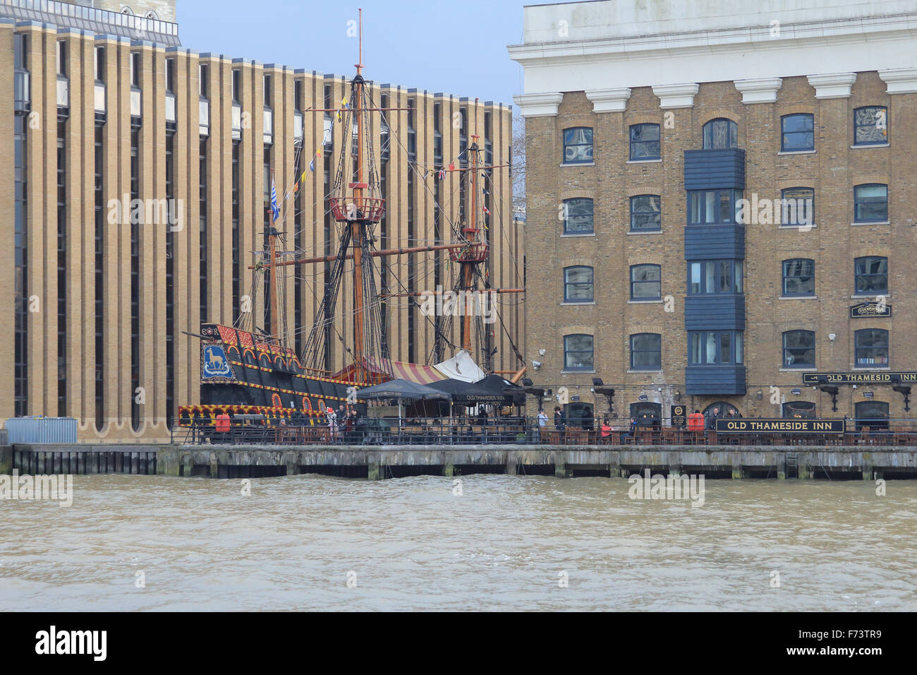 The Old Thameside Inn and Golden Hinde Stock Photo - Alamy