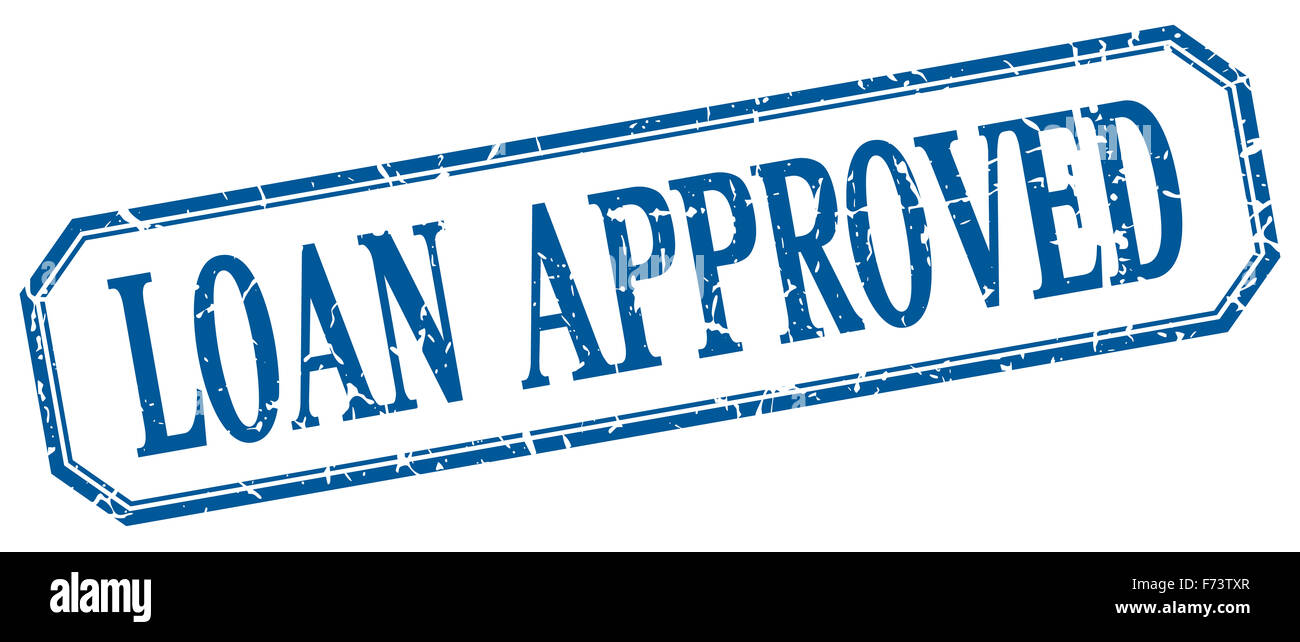 loan approved square blue grunge vintage isolated label Stock Photo - Alamy