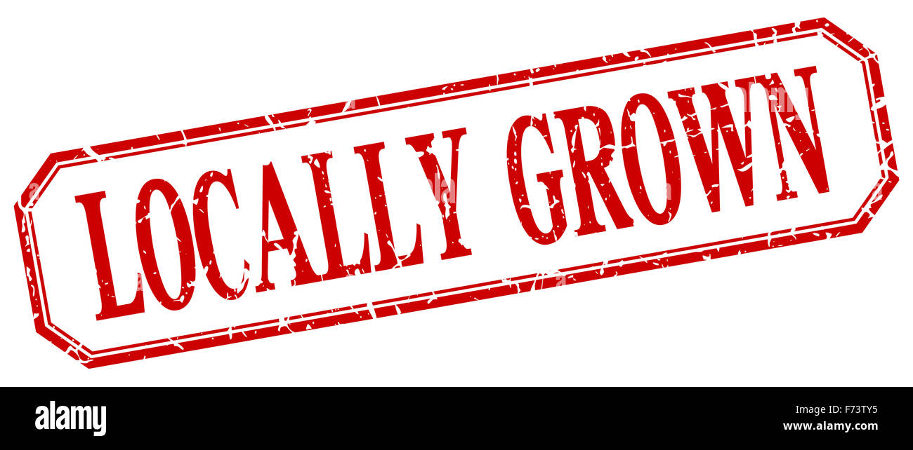locally grown square red grunge vintage isolated label Stock Photo - Alamy