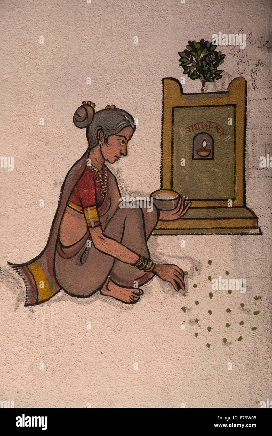 Woman drawing rangoli floor, pune, maharashtra, india, asia Stock Photo ...