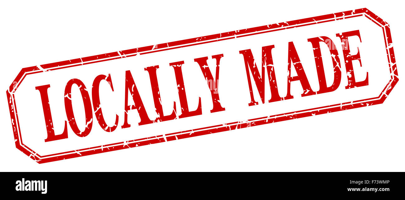 locally made square red grunge vintage isolated label Stock Photo - Alamy