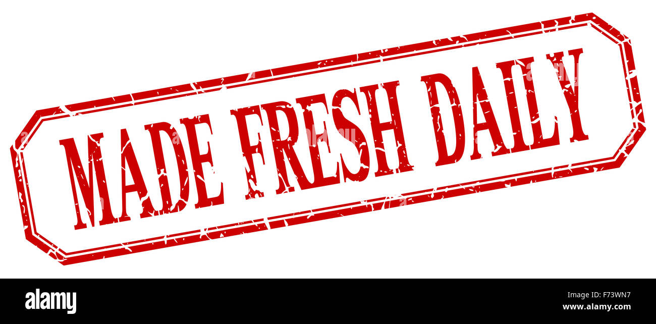 made fresh daily square red grunge vintage isolated label Stock Photo ...