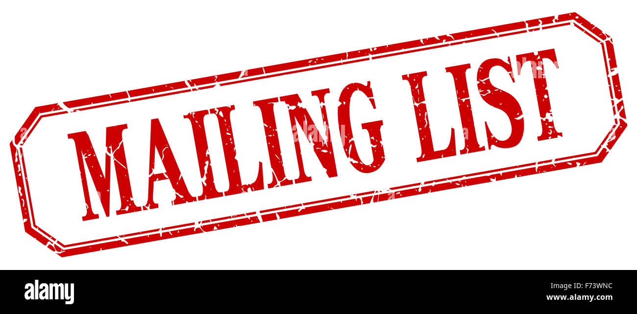 mailing list square red grunge vintage isolated label Stock Photo - Alamy