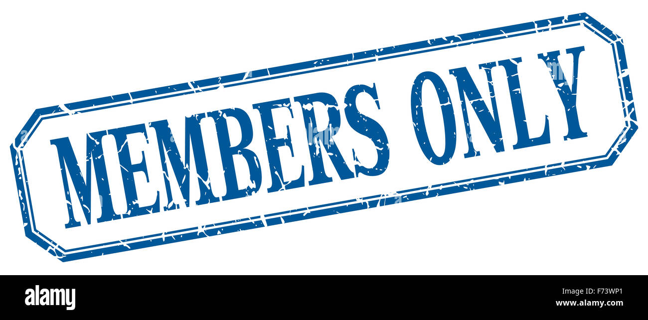 members only square blue grunge vintage isolated label Stock Photo - Alamy