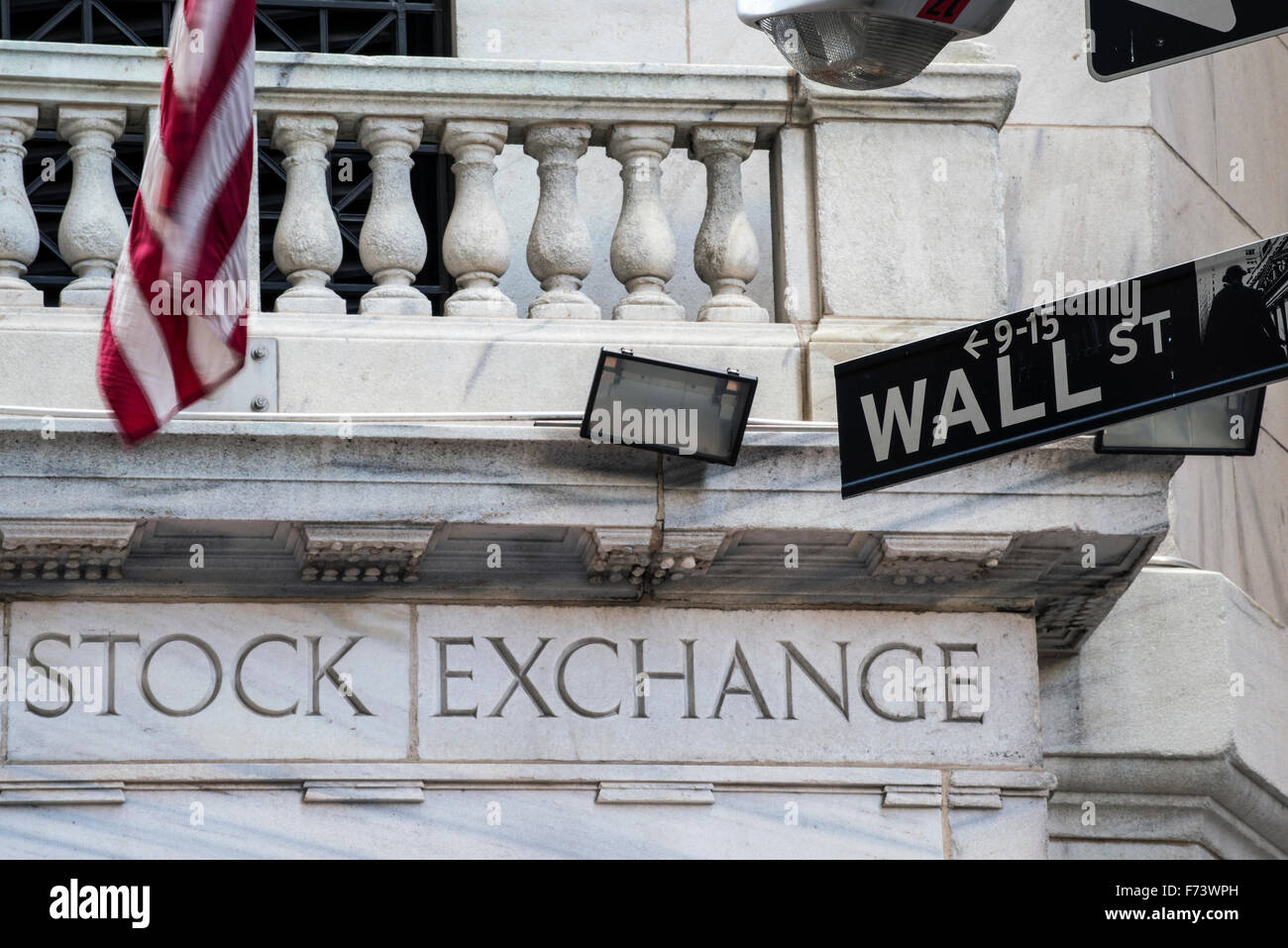 Wall street sign flag hi-res stock photography and images - Alamy