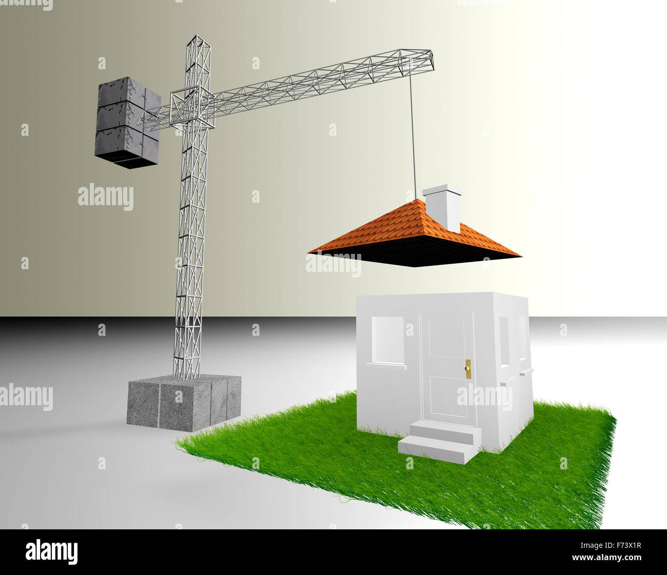 crane building a house Stock Photo - Alamy