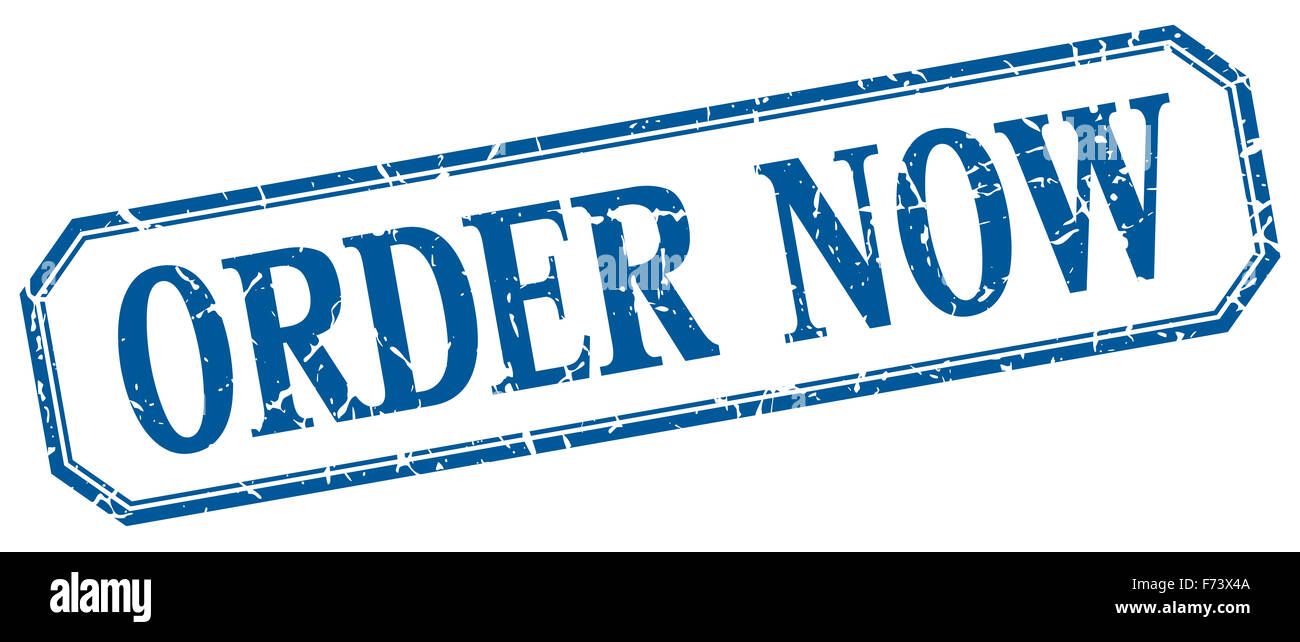 order now square blue grunge vintage isolated label Stock Photo - Alamy