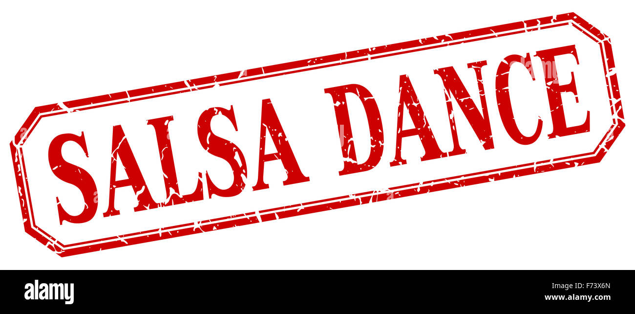 salsa dance square red grunge vintage isolated label Stock Photo - Alamy