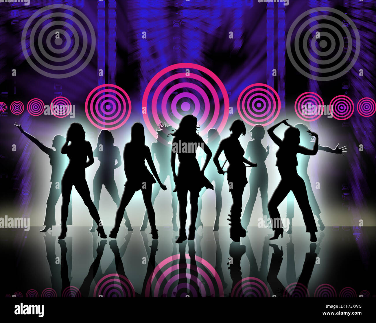 Silhouettes Of Pretty Woman Dancing Stock Photo - Alamy