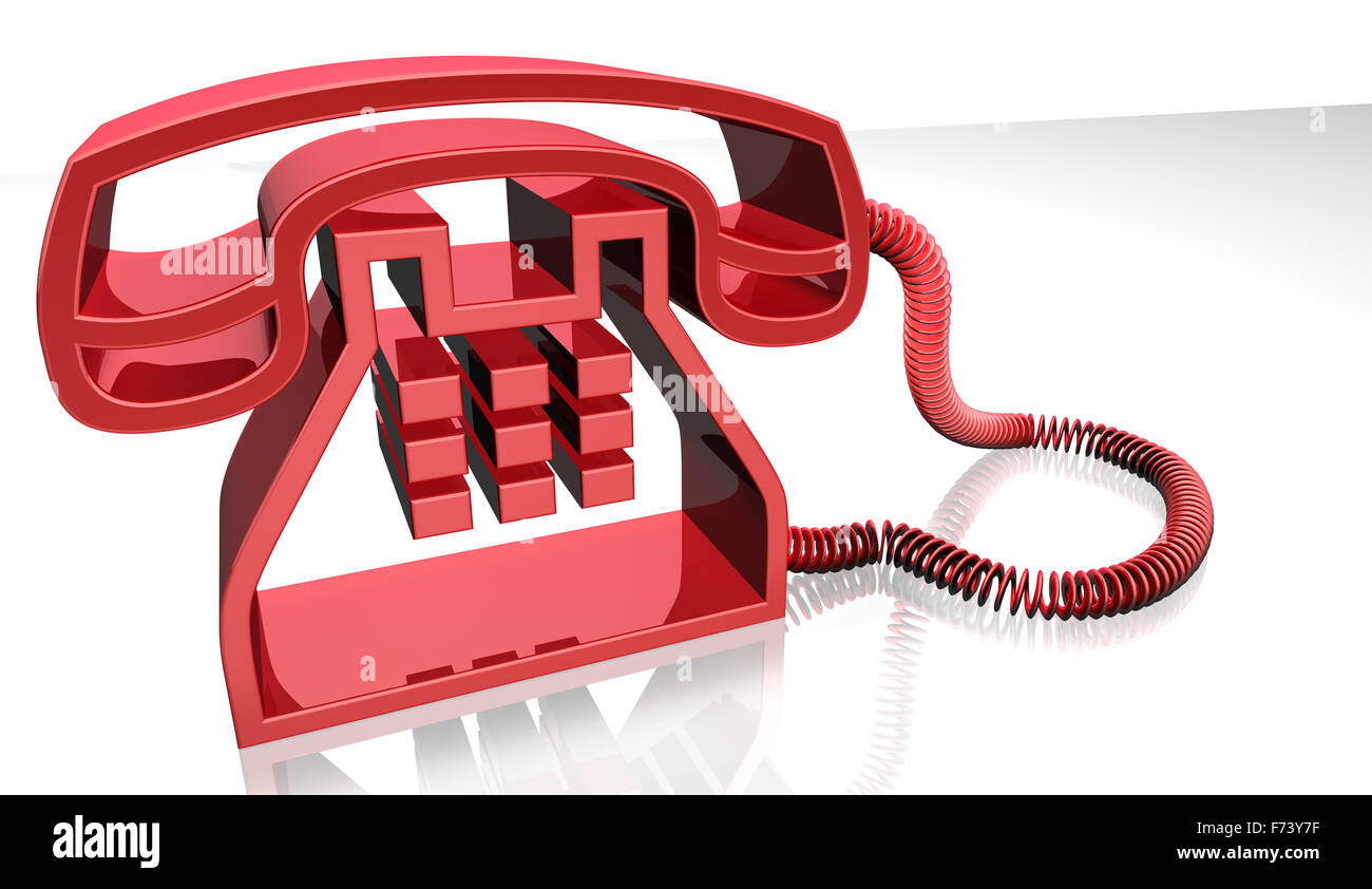 3d image of red telephone Stock Photo - Alamy