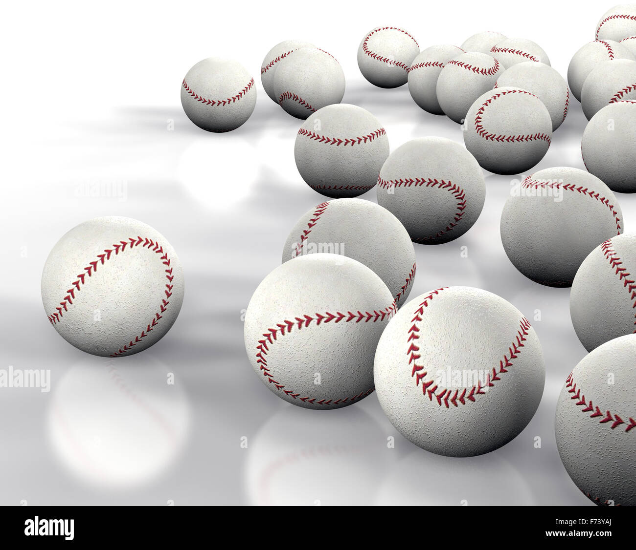 3D image many baseballs isolated on white Stock Photo - Alamy