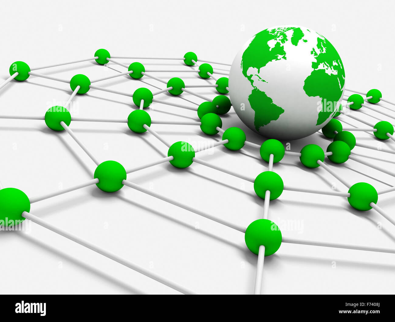 Network concept with globe world map and net Stock Photo - Alamy