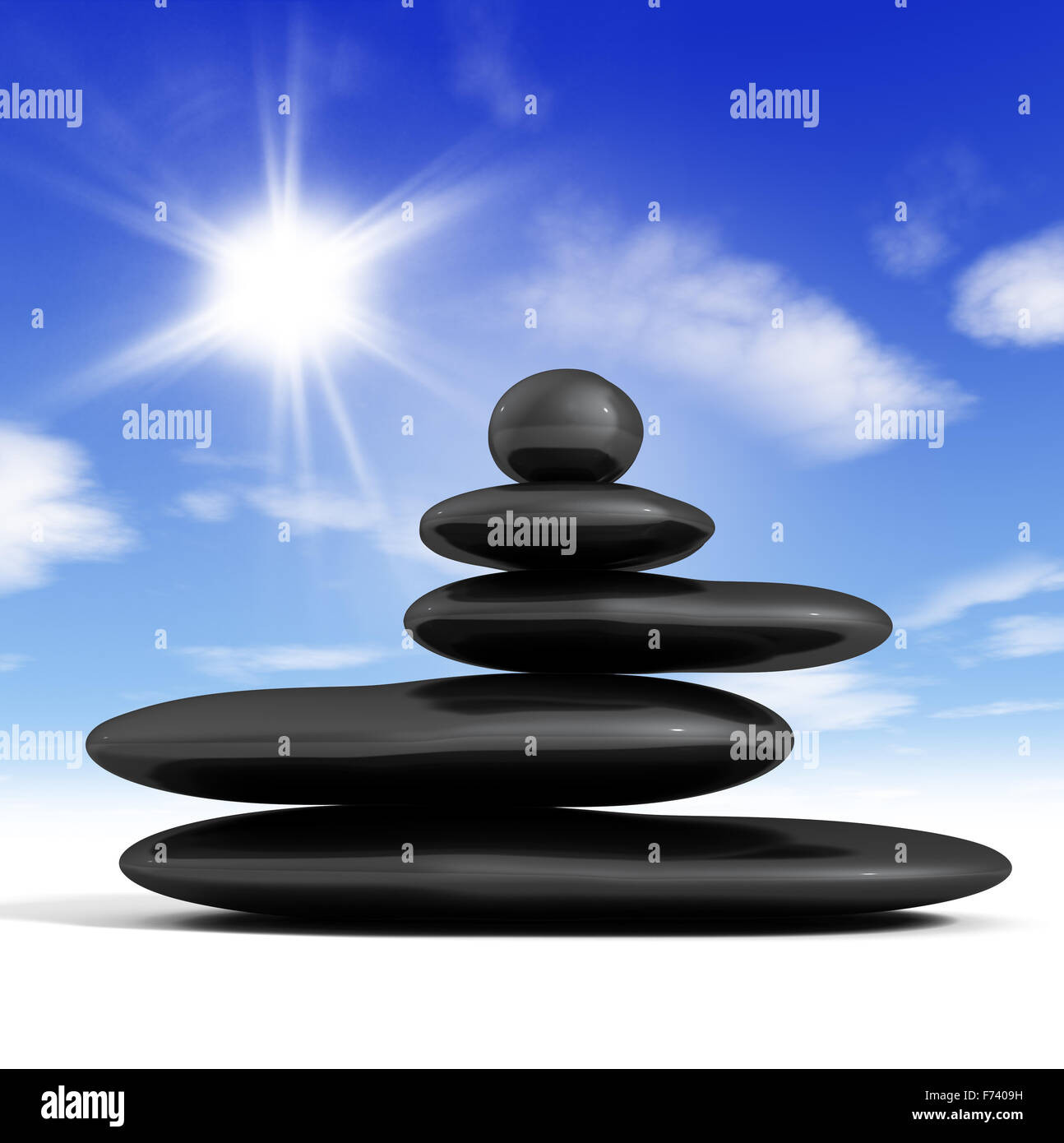 Zen concept with balanced rocks and blue sky Stock Photo - Alamy