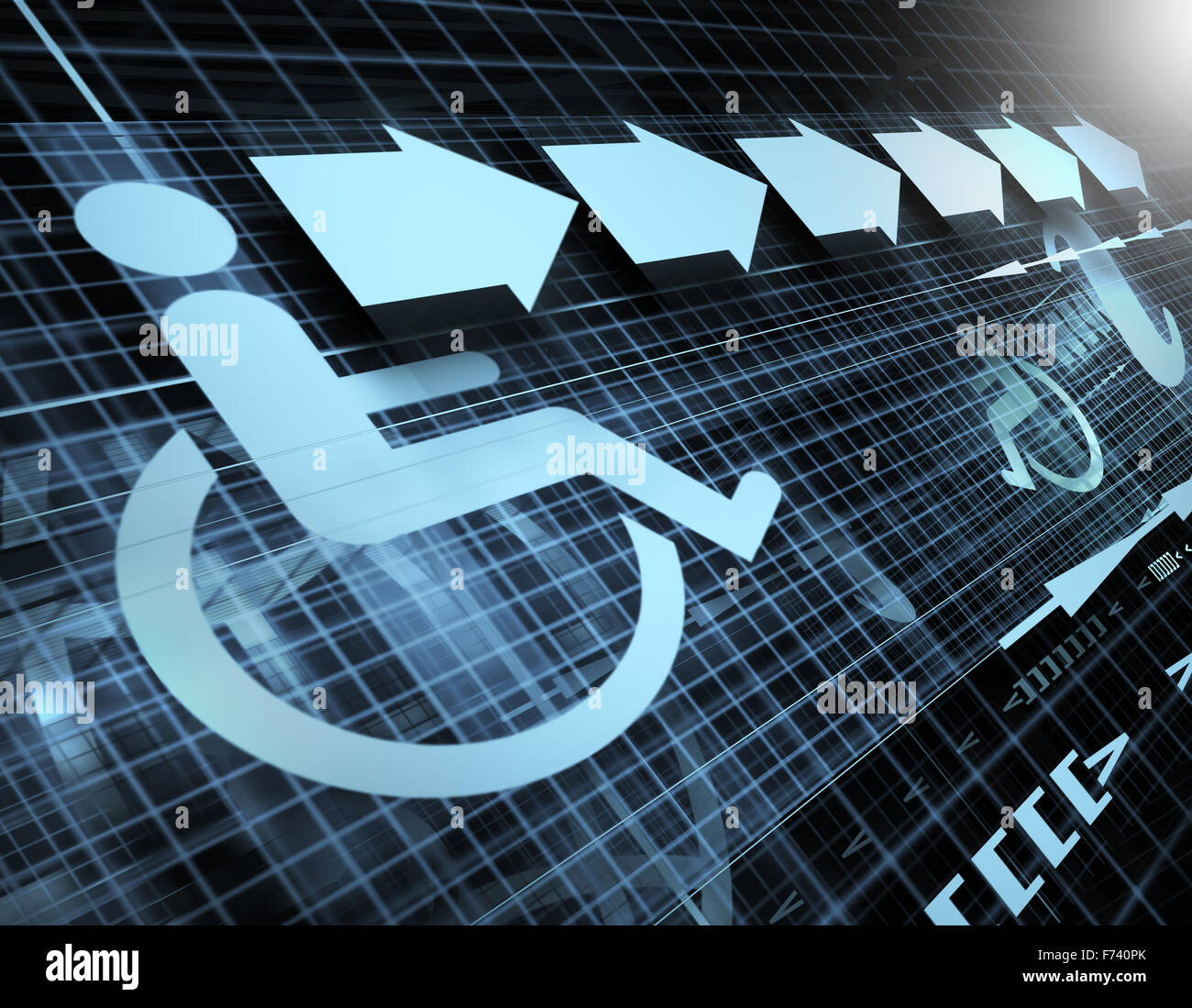 Technology abstract background with symbol of accessibility and arrows ...